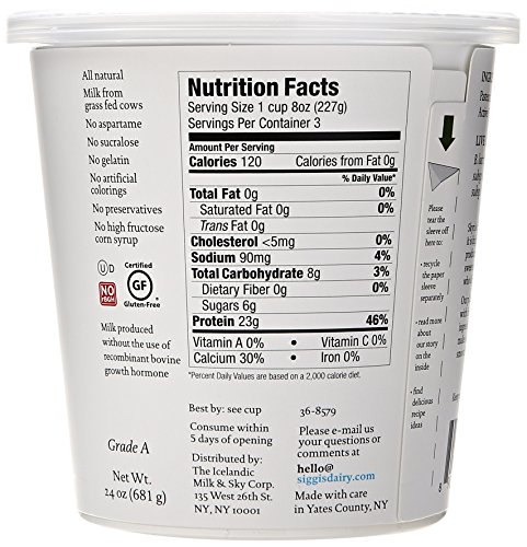 siggi's® Icelandic Strained Nonfat Yogurt, Plain, 24 oz. Multiserving Container – Thick, Protein-Rich Yogurt Snack
