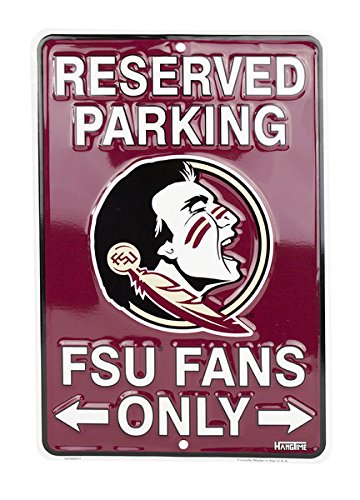 Hangtime Florida State University - Florida State (FSU) Seminoles Fans Parking Only Metal Sign 8 x 12 embossed