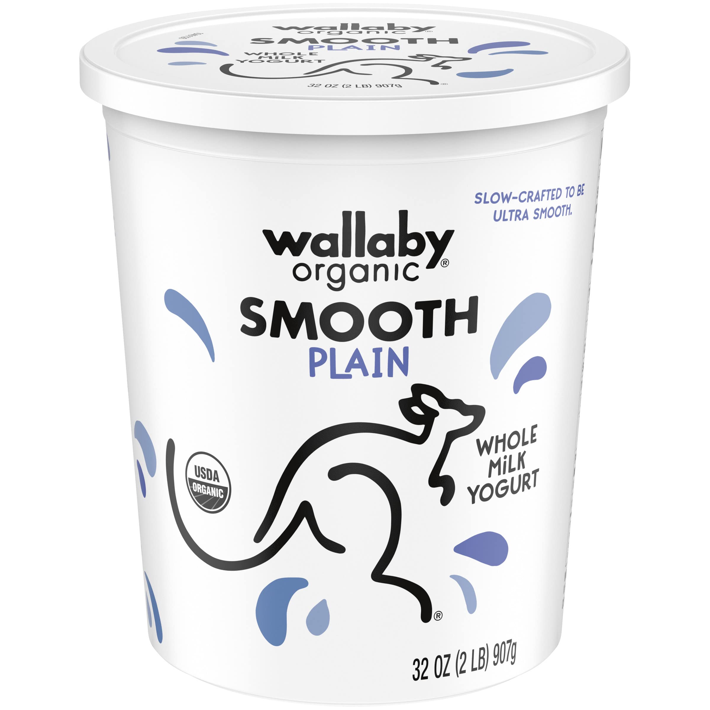 Wallaby Organic Aussie Smooth Whole Milk Regular Yogurt, Plain, USDA Organic, 32 oz.