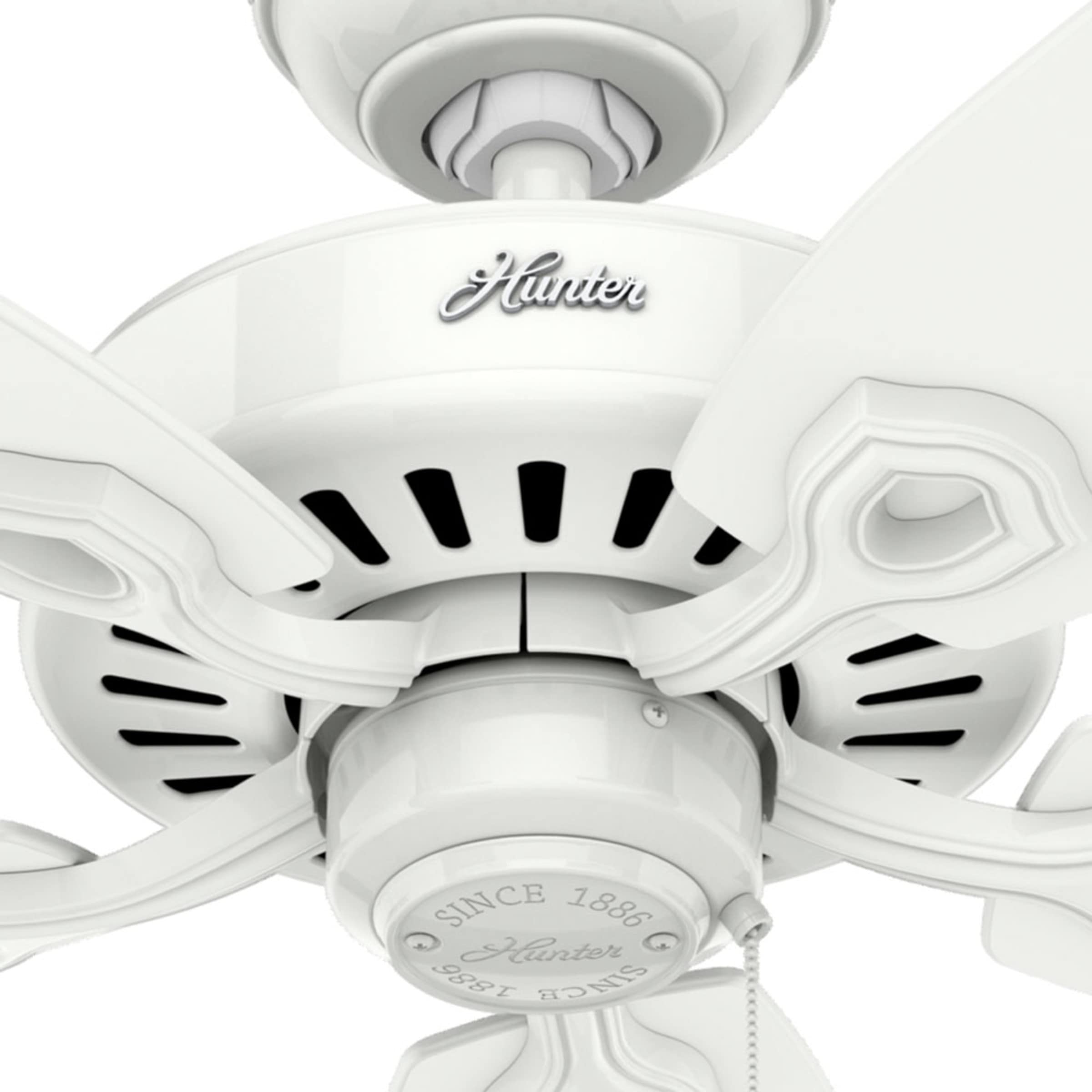 Hunter Fan Company 53240 Builder Elite Indoor Ceiling Fan with Pull Chain Control, 52", Snow White Finish