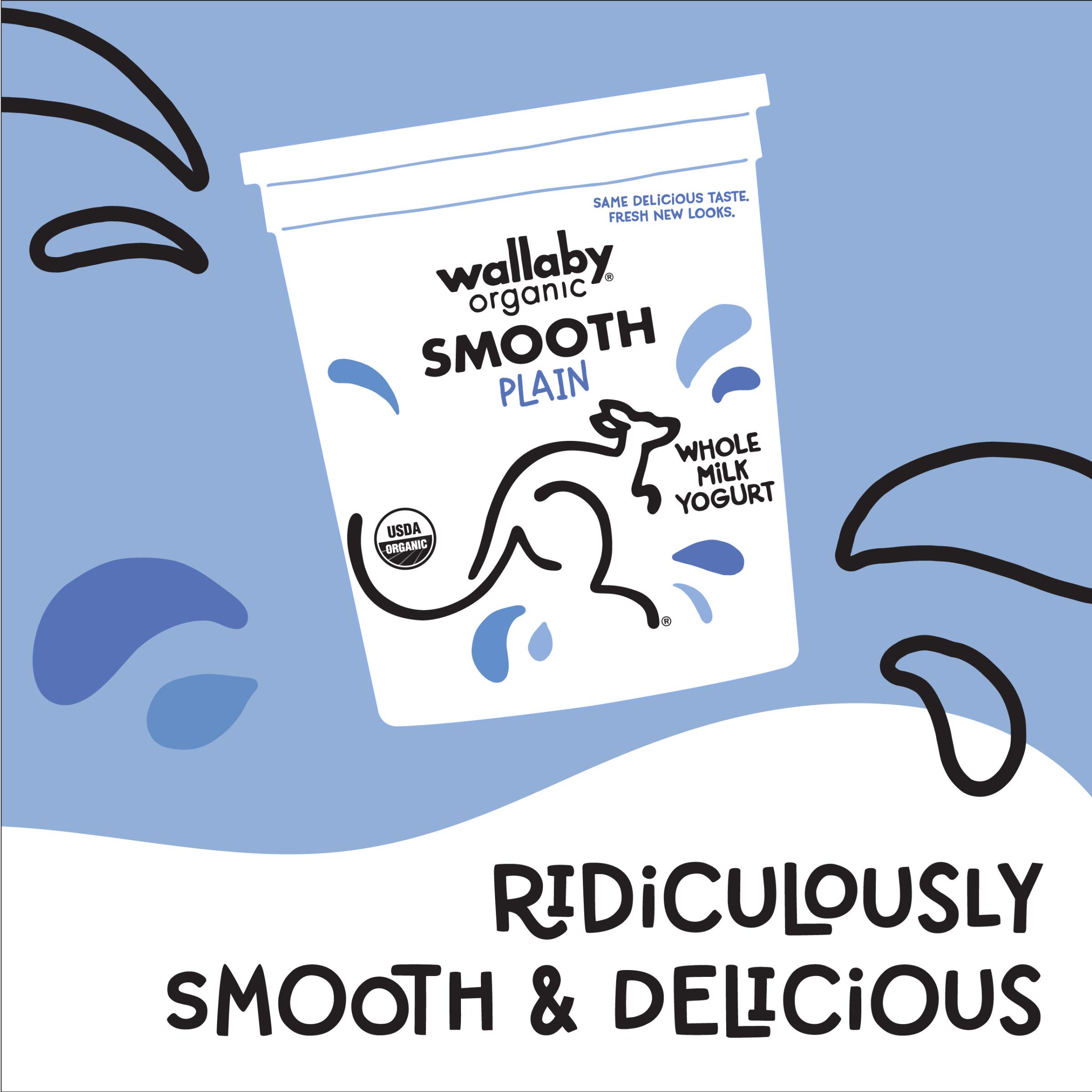 Wallaby Organic Aussie Smooth Whole Milk Regular Yogurt, Plain, USDA Organic, 32 oz.