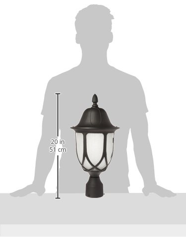 Designers Fountain Capella Outdoor Post Light, 19.25 Inch Lantern Lamp Lighting Fixture, Satin Crackled Glass Shade, Black, 2866-BK