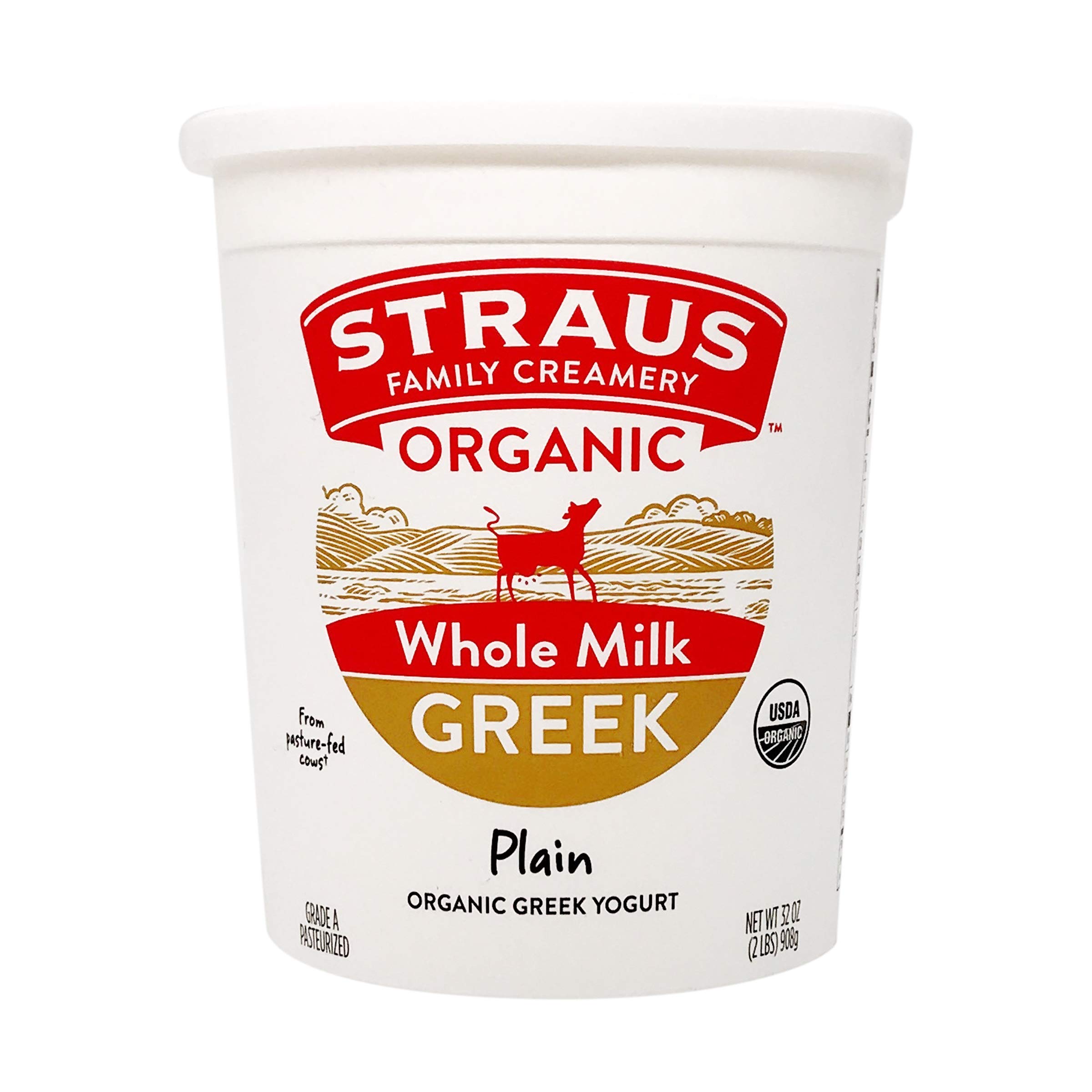 Straus Family Creamery Greek Yogurt, Plain, Organic, 32 oz