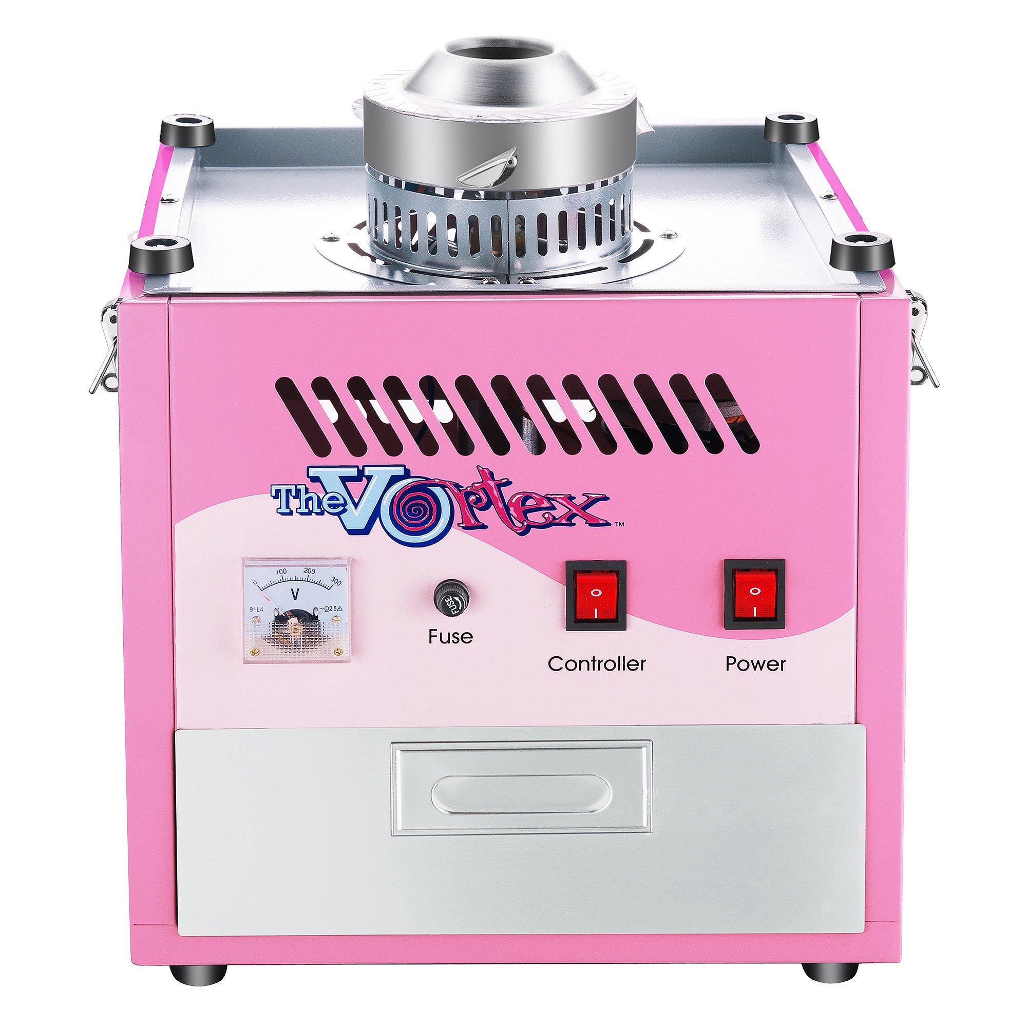 Cotton Candy Machine β 1000W Vortex Floss Maker with Stainless-Steel Pan - Uses Sugar or Hard Candy for Party Treat by Great Northern Popcorn (Pink)