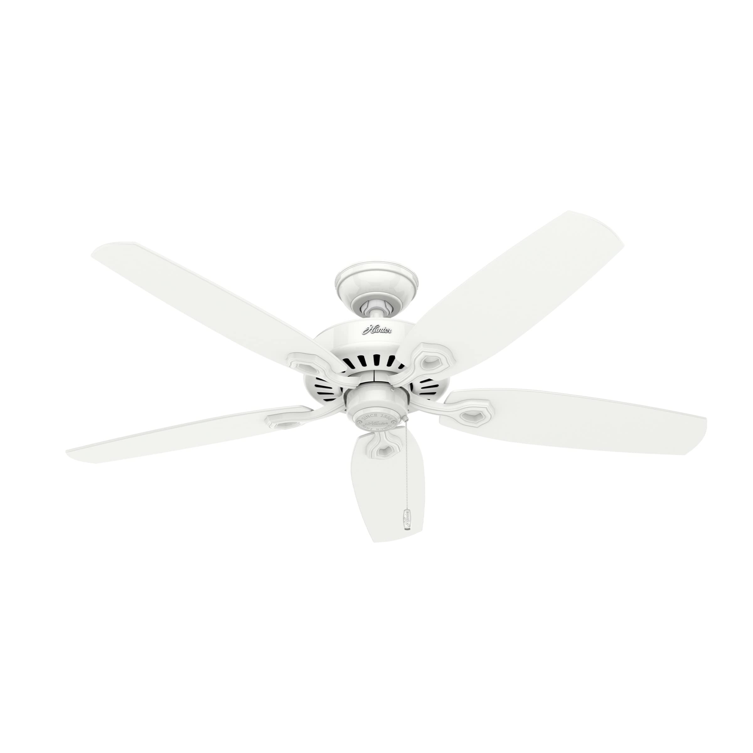 Hunter Fan Company 53240 Builder Elite Indoor Ceiling Fan with Pull Chain Control, 52", Snow White Finish