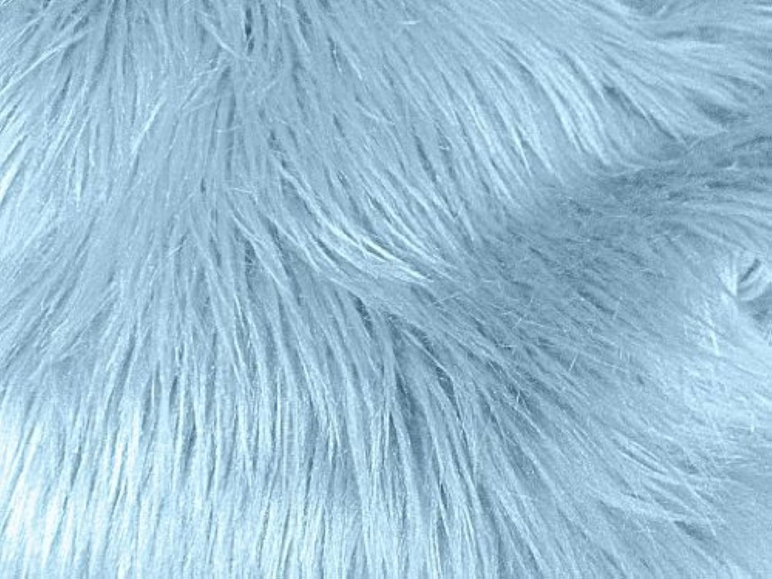 Faux Fur Luxury Shag Baby Blue 60 Inch Wide Fabric by The Yard (F.E.