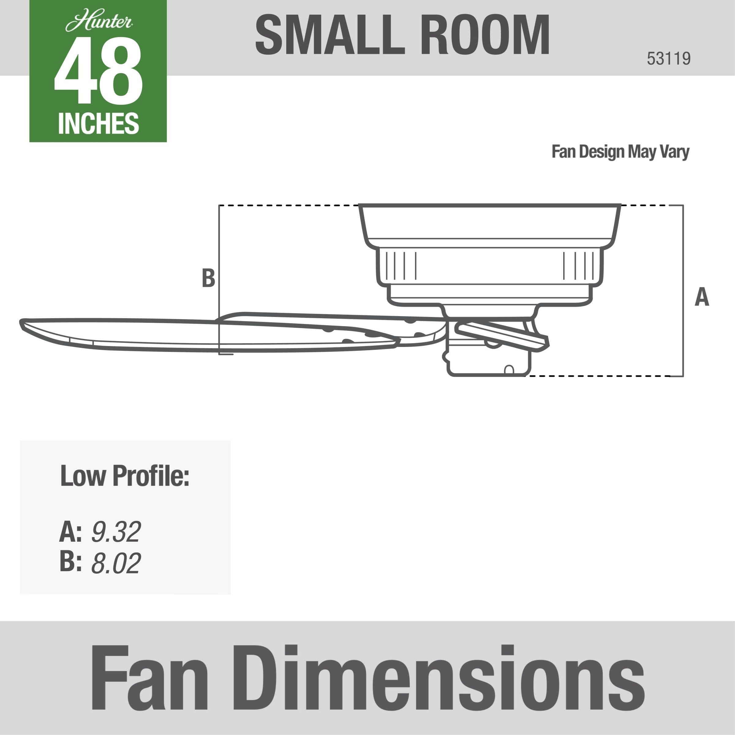 Hunter Fan Company, 53119, 48 inch Sea Wind White Low Profile Indoor / Outdoor Ceiling Fan and Pull Chain