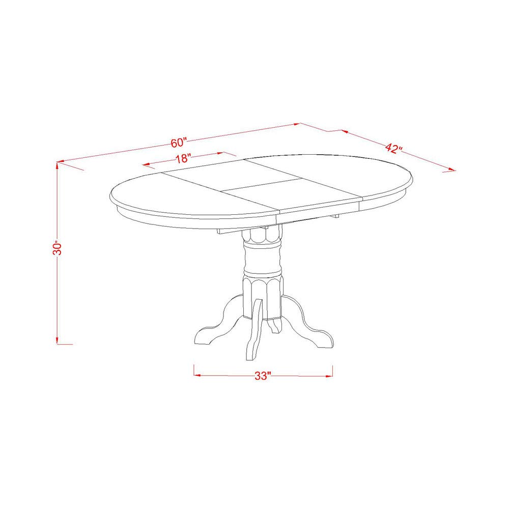 East West Furniture AVT-OAK-TP Avon Modern Kitchen Table - an Oval Dining Table Top with Butterfly Leaf & Pedestal Base, 42x60 Inch, Oak