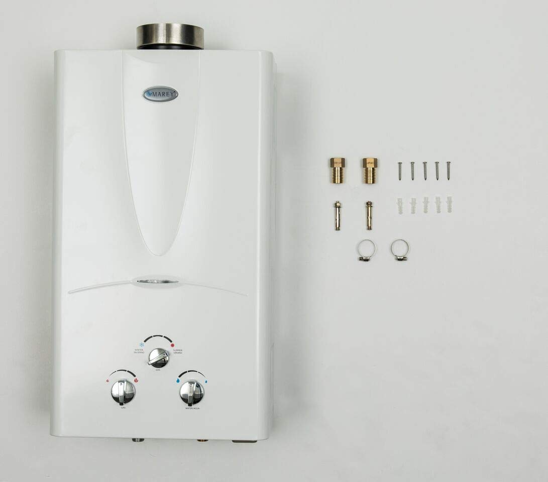 MAREY GA10LP Power 10L 3.1 GPM Propane Gas Tankless Water Heater, Liquid, White