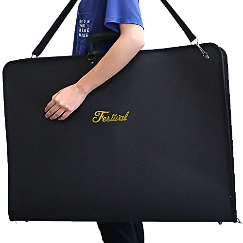 Sports Festival Art Portfolio Case Poster Board Storage Bag with Shoulder Strap 28 x 20.5 Inches Large Print Case for Sketch Drawing, Black