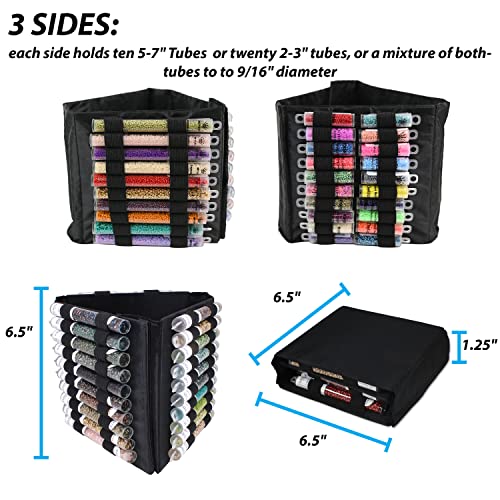 The Beadsmith Bead Tube Tower – Mini Storage Unit – 6.5 inches, Folds Easily for Storage or Travel – Holds Large and Small Bead Tubes – Clear Zippered Pouch …