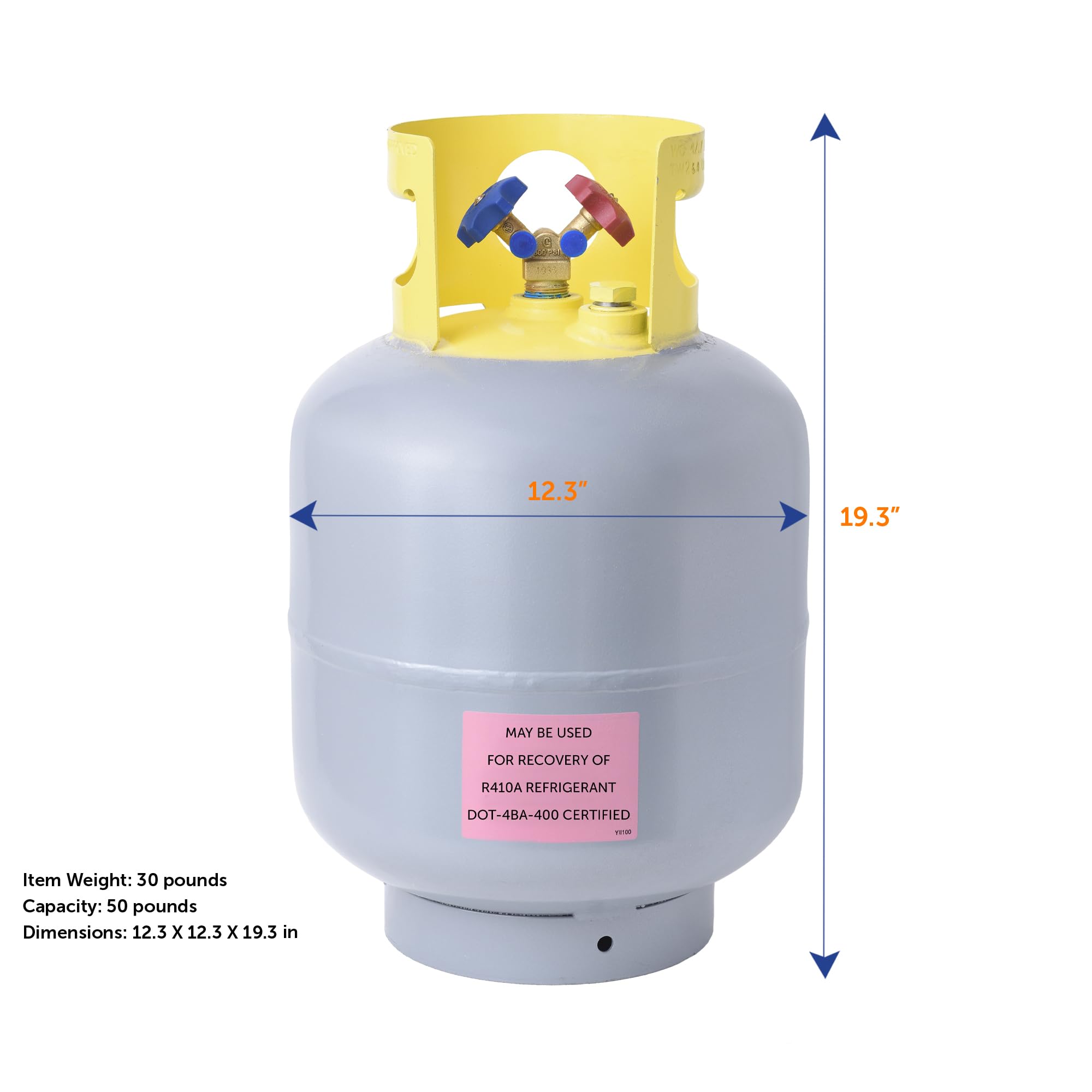 Flame King YSNR501 50 Pound Refrigerant Recovery Cylinder Tank , Gray