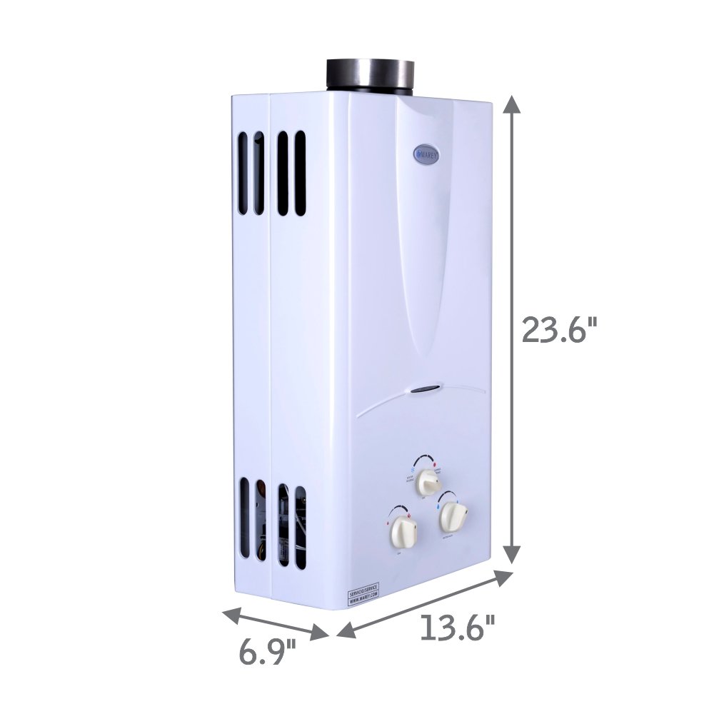 MAREY GA10LP Power 10L 3.1 GPM Propane Gas Tankless Water Heater, Liquid, White