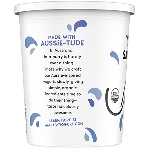 Wallaby Organic Aussie Smooth Whole Milk Regular Yogurt, Plain, USDA Organic, 32 oz.