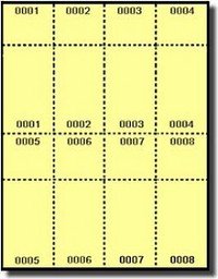 2,000 Label Outfitters® Pre Numbered Laser or Inkjet Printable Raffle, Event, or Other Tickets with Numbered Stub, Yellow