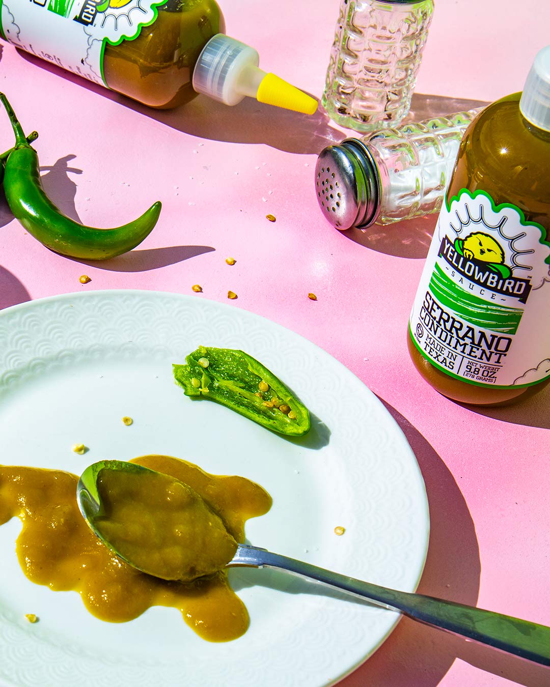 Serrano Hot Sauce by Yellowbird - Serrano Pepper Sauce with Serrano Peppers, Cucumbers, and Lime - Plant-Based, Gluten Free, Non-GMO Hot Pepper Sauce - Homegrown in Austin - 19.6 oz