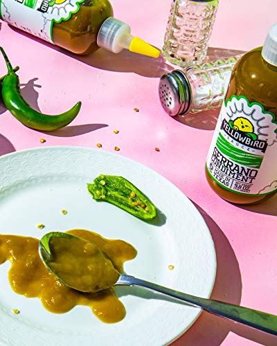 Serrano Hot Sauce by Yellowbird - Serrano Pepper Sauce with Serrano Peppers, Cucumbers, and Lime - Plant-Based, Gluten Free, Non-GMO Hot Pepper Sauce - Homegrown in Austin - 19.6 oz