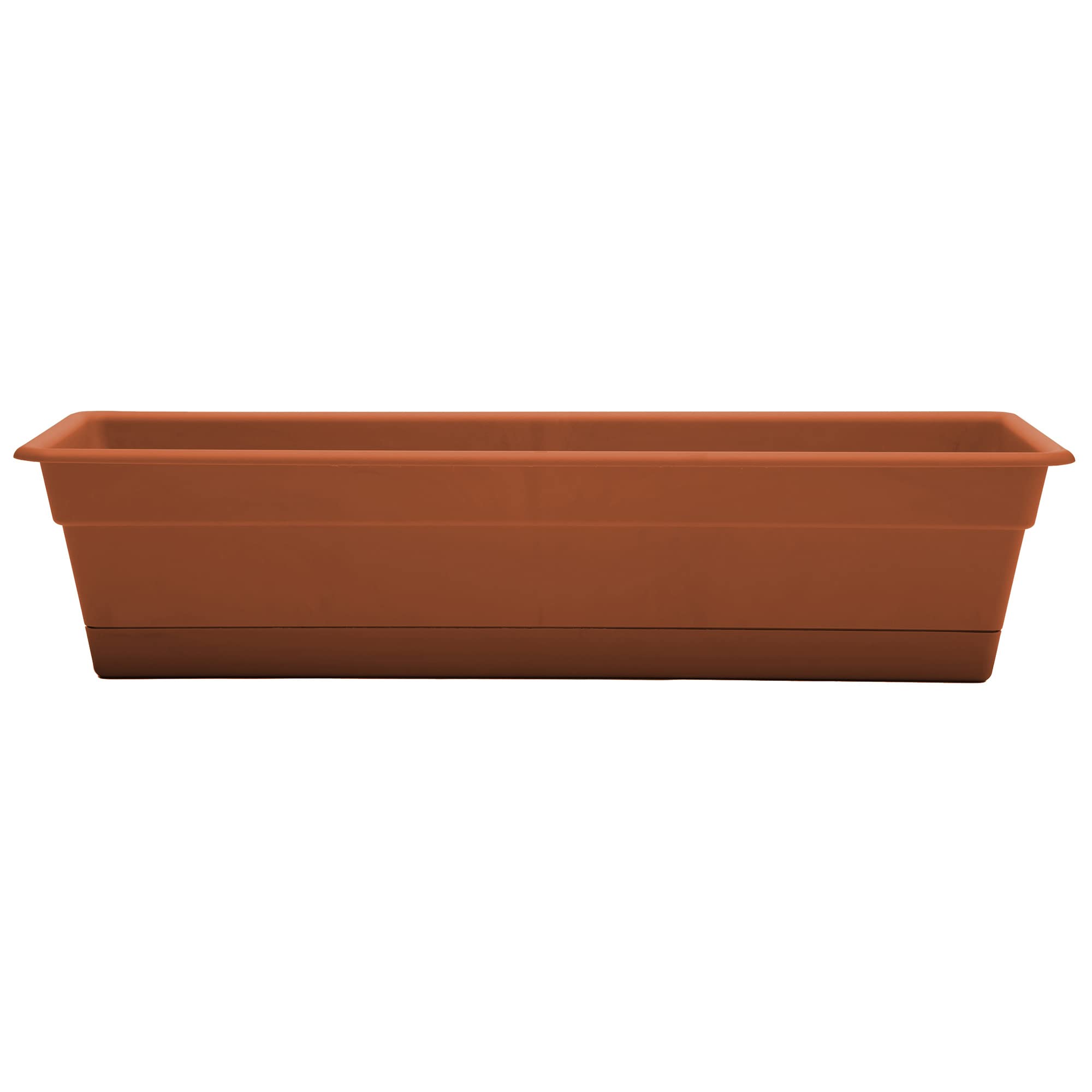 Bloem Dura Cotta Window Box Planter: 30" - Terra Cotta - Large Box with Tray, Weatherproof Resin Box, Removable Tray for Indoor & Outdoor Use, Gardening, 4 Gallon Capacity