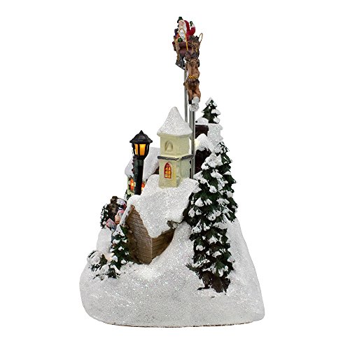 Kurt Adler Battery Operated Musical LED Village with Santa and Deer, 11-Inch