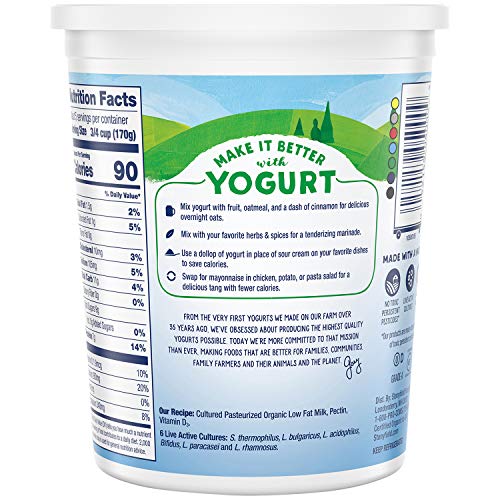 Stonyfield Organic Lowfat Yogurt, Plain, 32 oz. – 7g of Protein, Multiserving Yogurt Snack & Cooking Substitute
