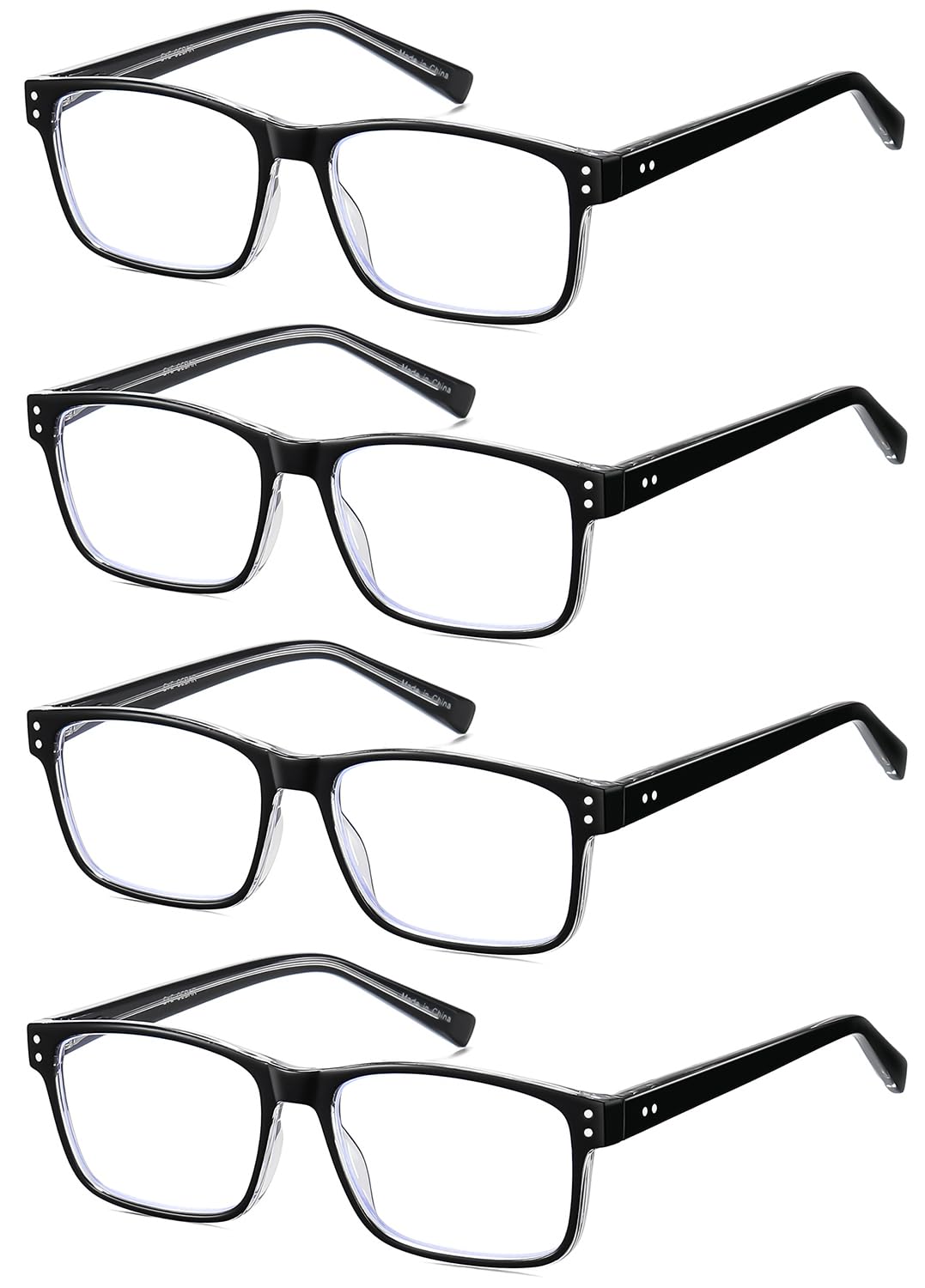 EYECEDAR 4-Pack Reading Glasses Men Blue Light Blocking Eye Glasses Metal Spring Hinges Adjustable Flexible Temples Readers for Men Women Eyeglasses 1.50