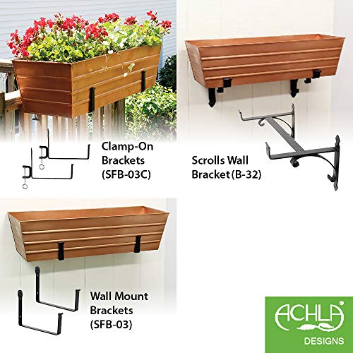 Achla Designs C-21C Plated Flower Box, Window Flowerbox Planter, Large, Copper
