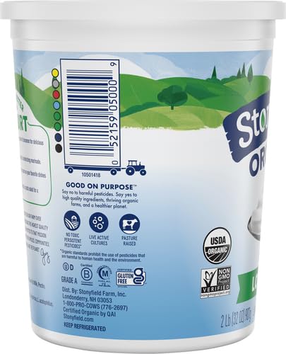 Stonyfield Organic Lowfat Yogurt, Plain, 32 oz. – 7g of Protein, Multiserving Yogurt Snack & Cooking Substitute