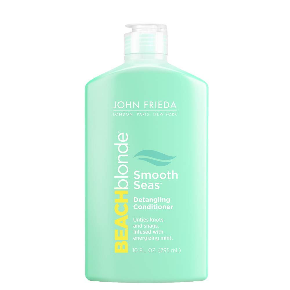 John Frieda Beach Blonde Smooth Seas Detangling Conditioner with Energizing Mint, 10 Ounces, featuring Peppermint Extract & Kukui Oil