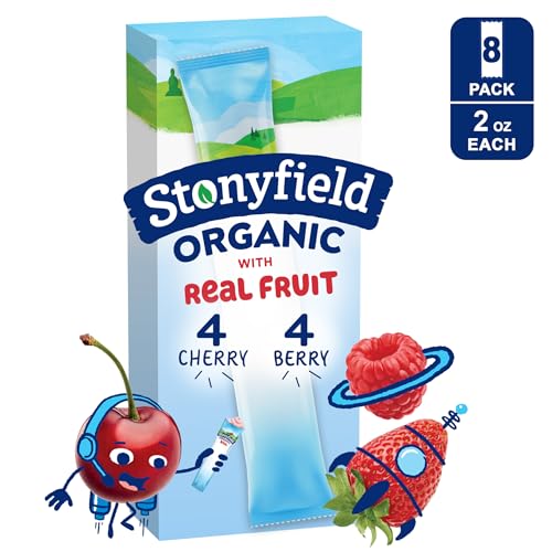 Stonyfield Organic Kids Cherry & Berry Lowfat Yogurt Tubes Variety Pack, 2 oz., 8 Ct - #1 Organic Kids Yogurt, No Artificial Flavors or Sweeteners
