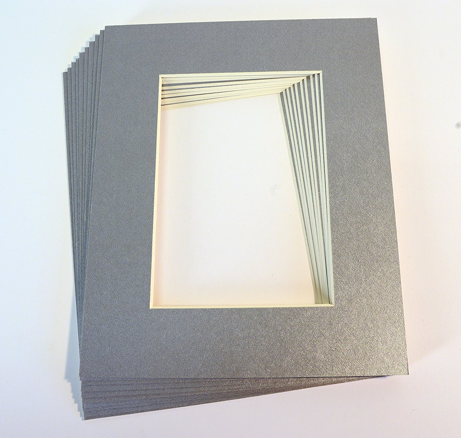 topseller100, Pack of 10 SILVER 11x14 Picture Mats Matting with White Core Bevel Cut for 8x10 Pictures