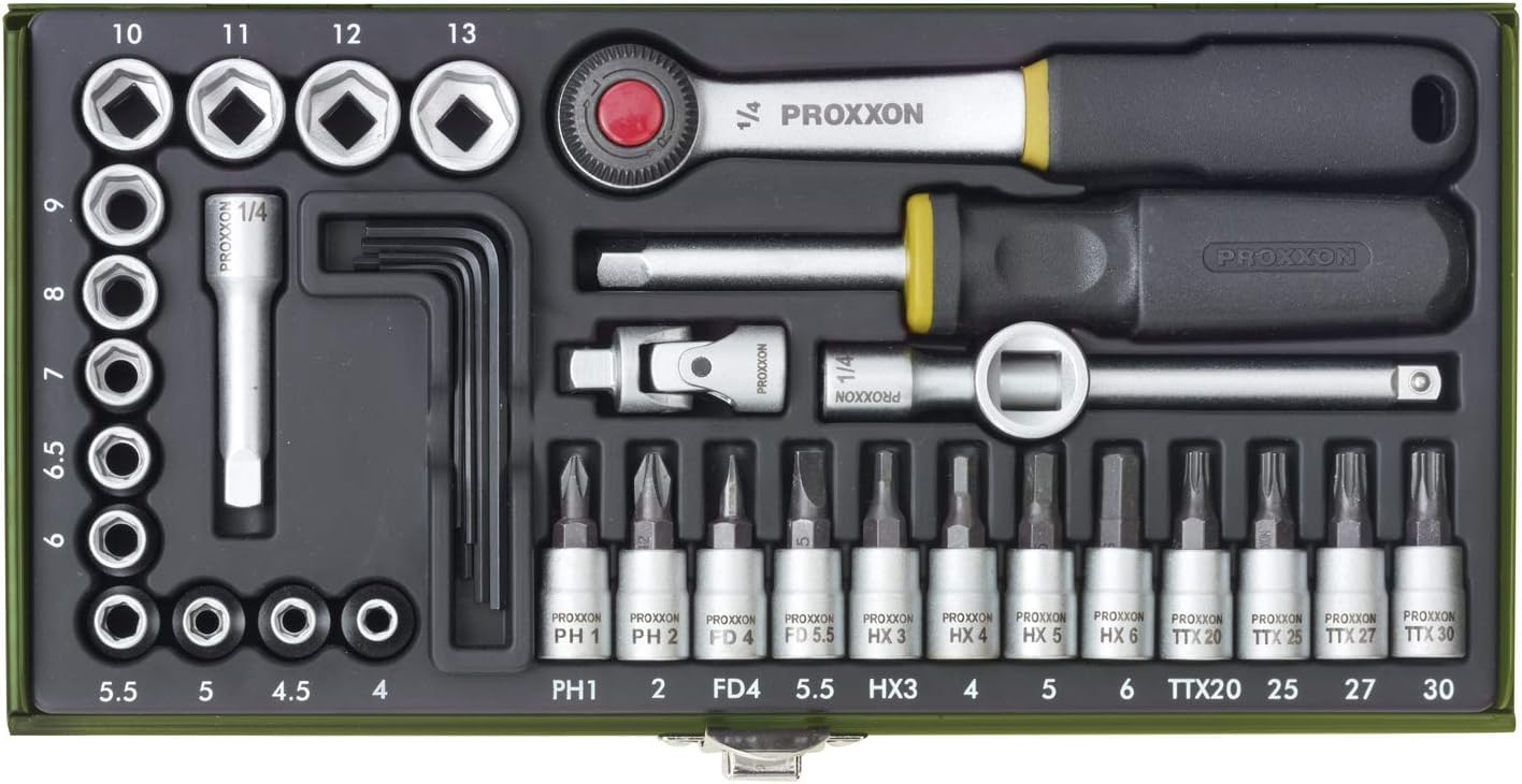 Proxxon (23080) 36 Piece Socket Set with 1/4 inch Square Drive