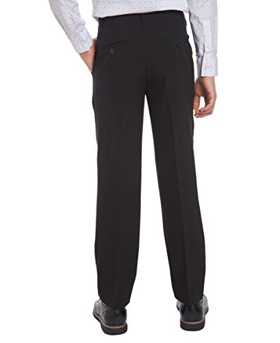 Calvin Klein Boys Flat-Front Bi-Stretch Dress Pant, Straight Leg Fit & Hemmed Bottom, Belt Loops & Functional Front Pockets, Black, 10
