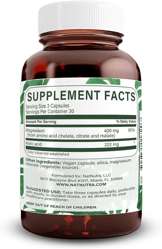 Natural Nutra Mega Magnesium 400mg Supplement - High Absorption Amino Acid Chelate, Better Vibes, Citrate, Malate Blend for Muscle Growth, Bone Strength, Heart Health, Nerve Support - 90 Capsules