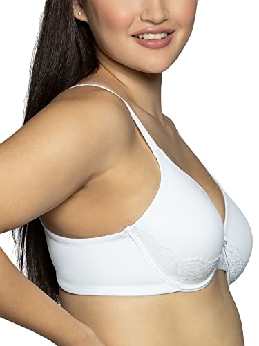 Vanity Fair Womens Full Figure Beauty Back Smoothing With Lace, 4-way Stretch Fabric, Lightly Lined Cups Up To Dd Bra, White, 40C US