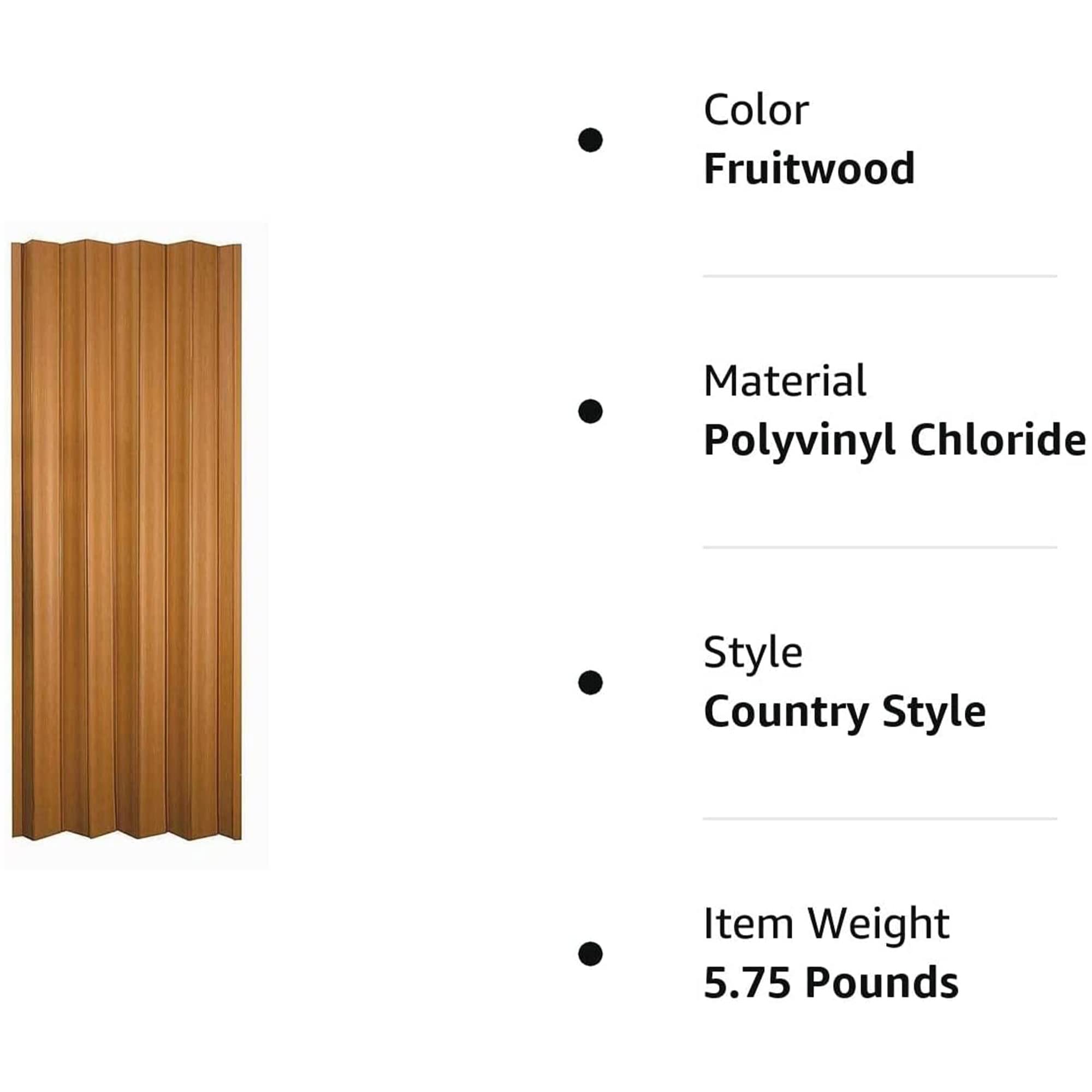 LTL Home Products HSR3680F Regent Interior Accordion Folding Door, 36" x 80", Fruitwood