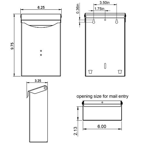 Gibraltar Mailboxes Classic Small Capacity Galvanized Steel Black, Wall-Mount Mailbox, BW110000