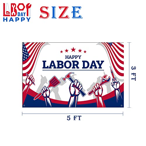 Happy Labor Day Background Banner Patriotic Hanging Party Decoration for American Holiday Party Supplies