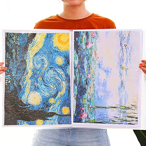 A3 40 Pags Diamond Painting Storage Book,Art Portfolio Painting Storage Book,Clear Pockets Art Plastic Sleeves Protectors,for 44X32.5X2cm Sketches Painting Presentation (White)