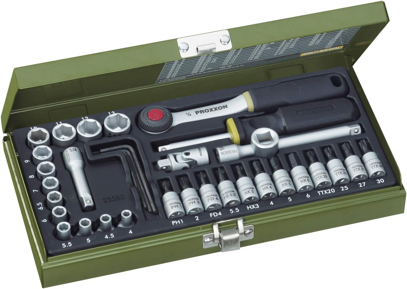Proxxon (23080) 36 Piece Socket Set with 1/4 inch Square Drive