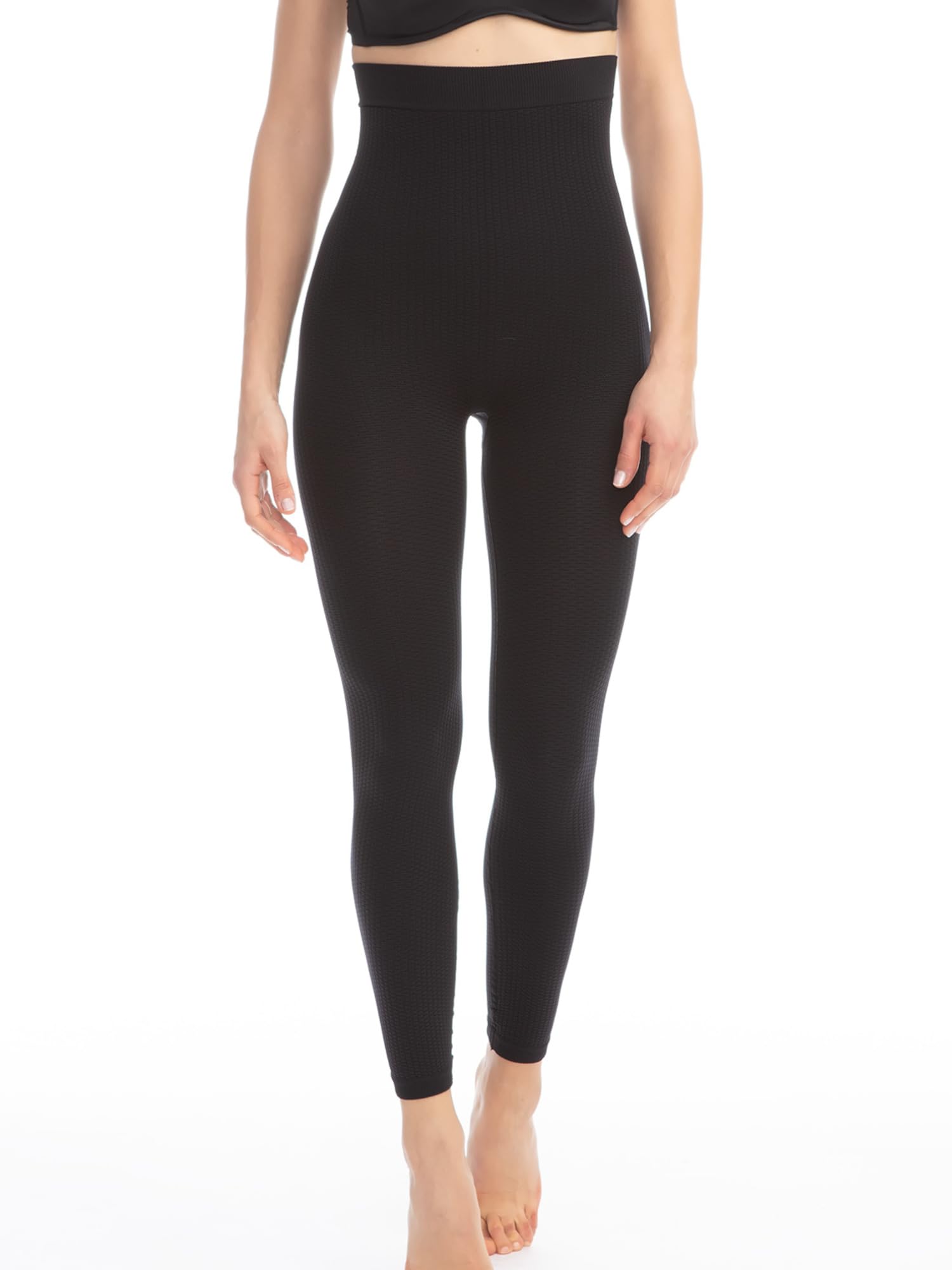 Farmacell High Waisted Leggings for Women Made in Italy - Anti-Cellulite Massage- Seamless Workout Leggings for Women - 133 (Black, S/M)