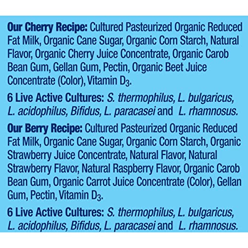 Stonyfield Organic Kids Cherry & Berry Lowfat Yogurt Tubes Variety Pack, 2 oz., 8 Ct - #1 Organic Kids Yogurt, No Artificial Flavors or Sweeteners