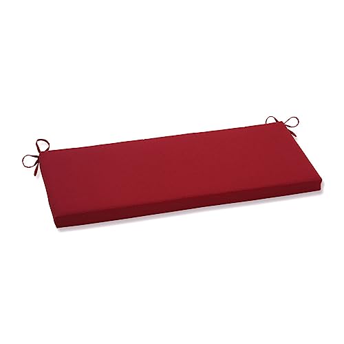 Pillow Perfect Pompeii Solid Indoor/Outdoor Wicker Patio Sofa/Swing Cushion, Weather and Fade Resistant, 18" x 45", Red