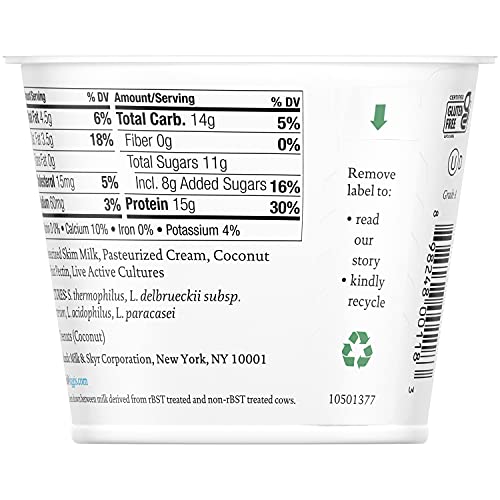siggi's® 2% Icelandic Strained Lowfat Yogurt, Coconut, 5.3 oz., Single Serve Cup