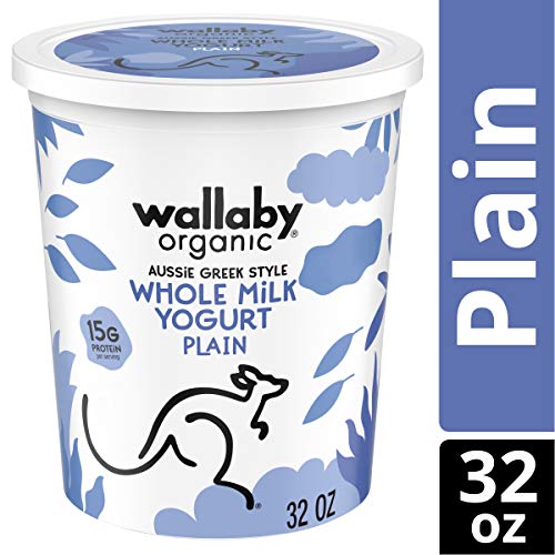 Wallaby Organic Aussie Greek Whole Milk Yogurt, Plain, 32 oz. USDA Organic