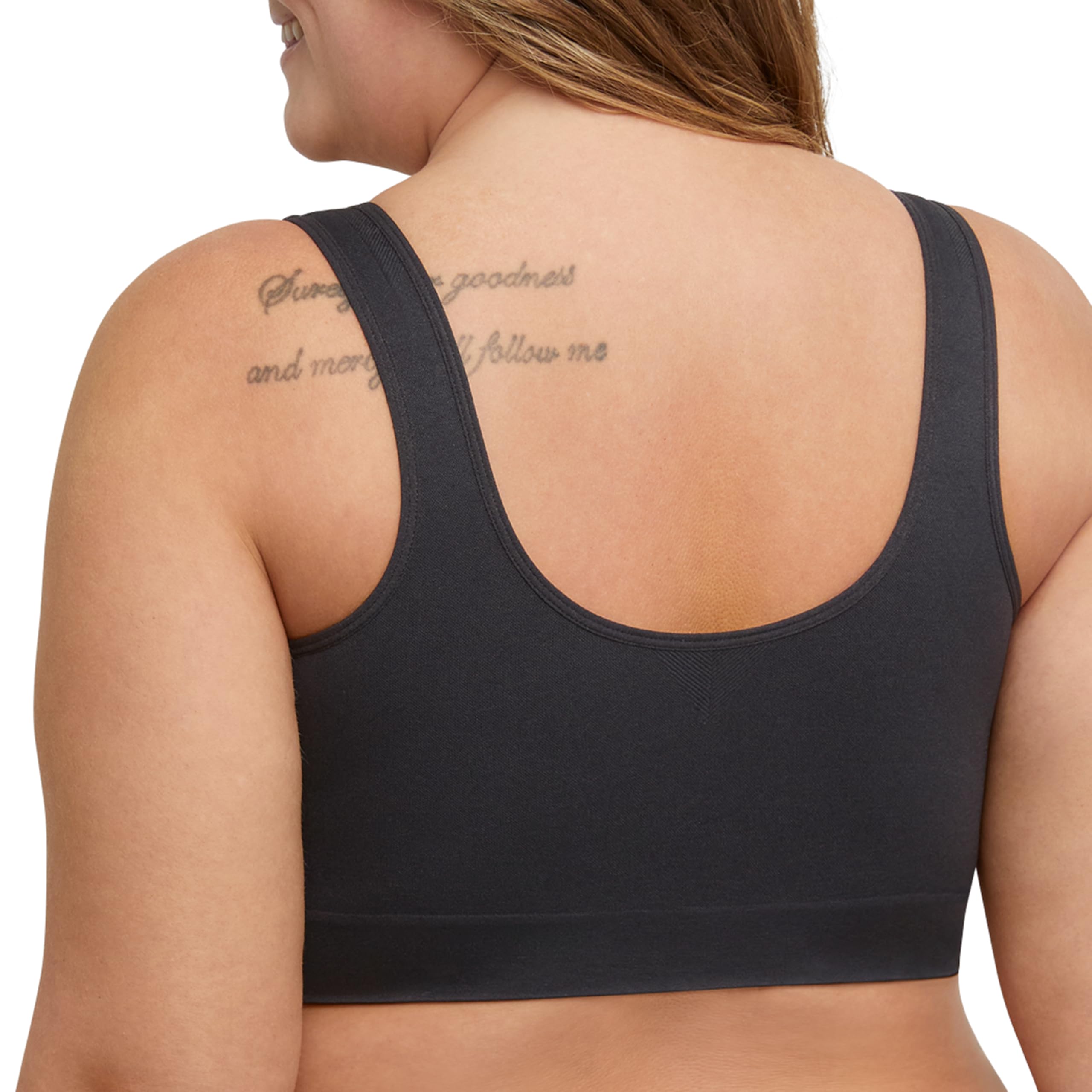 JUST MY SIZE Womens Pure Comfort Light Support Pullover Wireless T-shirt With Moisture-wicking Bra, Black, 6X-Large US