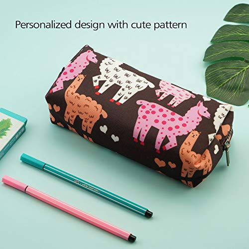 Llama Pencil Case Large Capacity Canvas Pen Bag Pouch Stationary Case Makeup Cosmetic Bag (Llama)