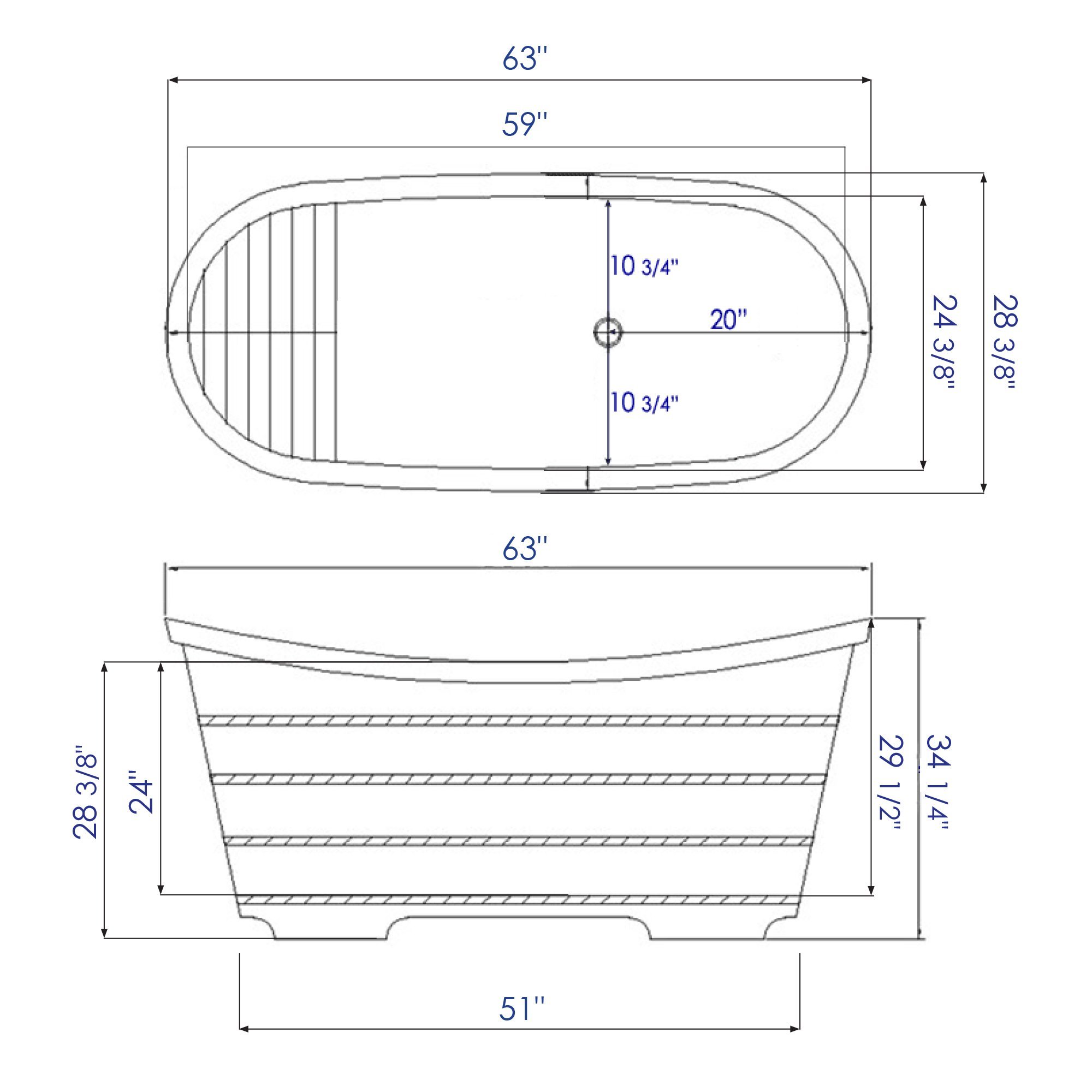 ALFI brand AB1105 63-Inch Free Standing Cedar Wood Bath Tub