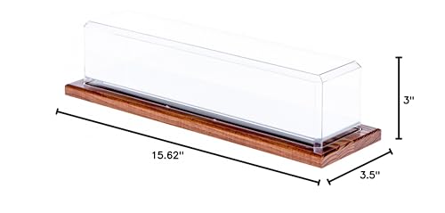 Pioneer Plastics 633CDWOOD Clear Plastic Display Case for 1:64 Scale Trucks with Wood Base (Mirrored),15.625" W x 3.5" D x 3" H