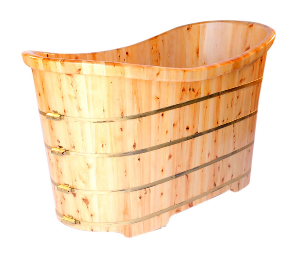 ALFI brand AB1105 63-Inch Free Standing Cedar Wood Bath Tub