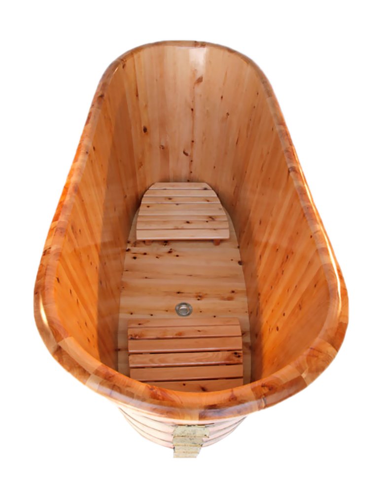 ALFI brand AB1105 63-Inch Free Standing Cedar Wood Bath Tub